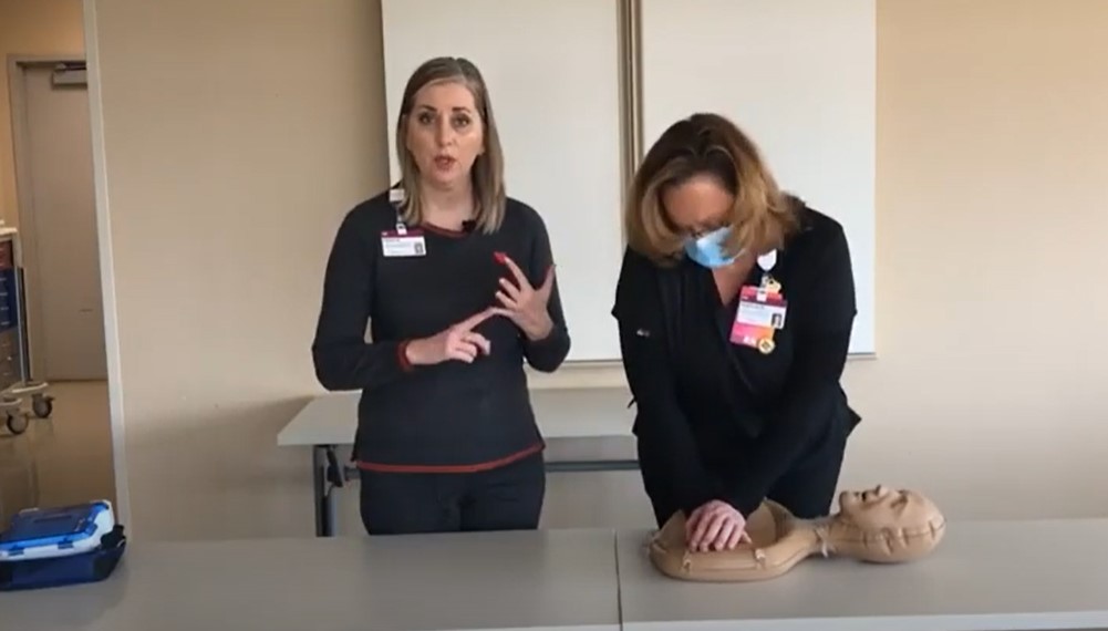 Live demonstration of hands-only CPR/AED - Flourish